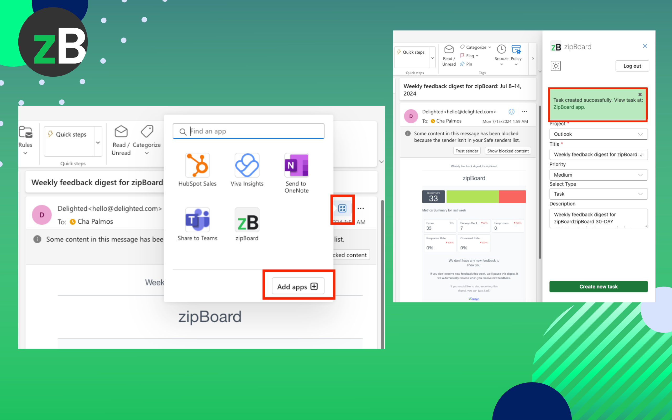 Turn Emails into Actionable Tasks in zipBoard, Right from Outlook